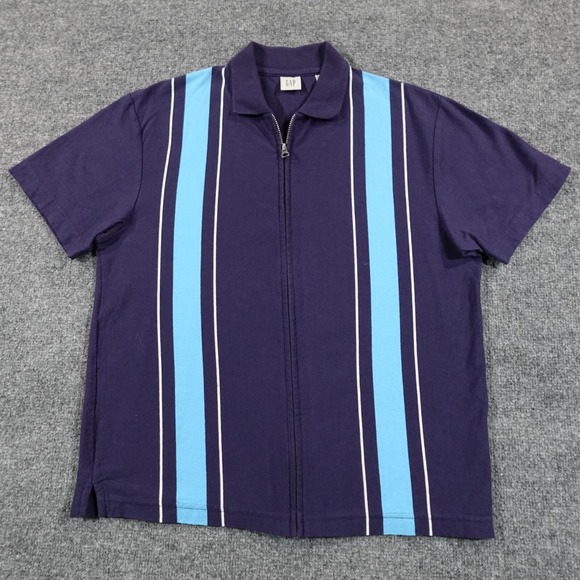 GAP | Shirts | Vtg Gap Shirt Men M Blue 9s Full Zip Collar Retro Bowler ...